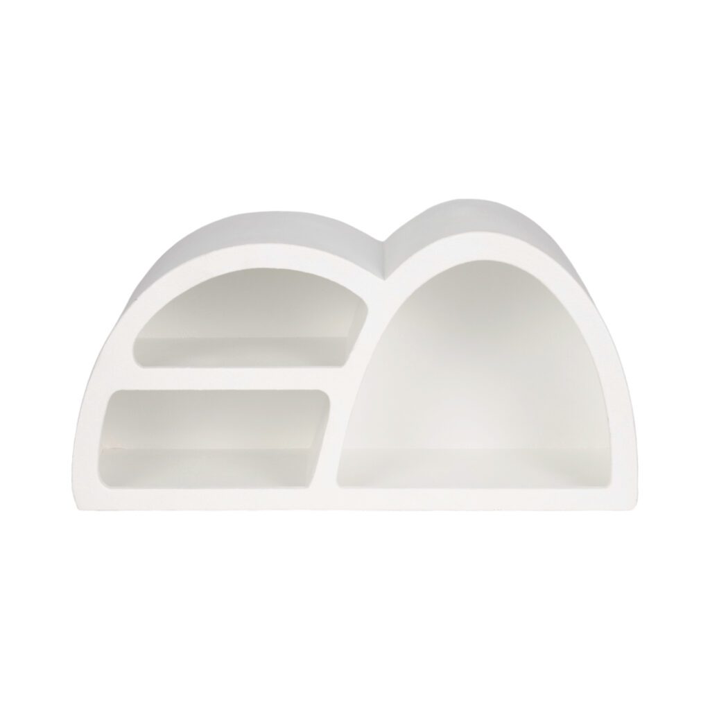 White Long Curved 3-Shelf Wall Storage | The Gilded Thistle